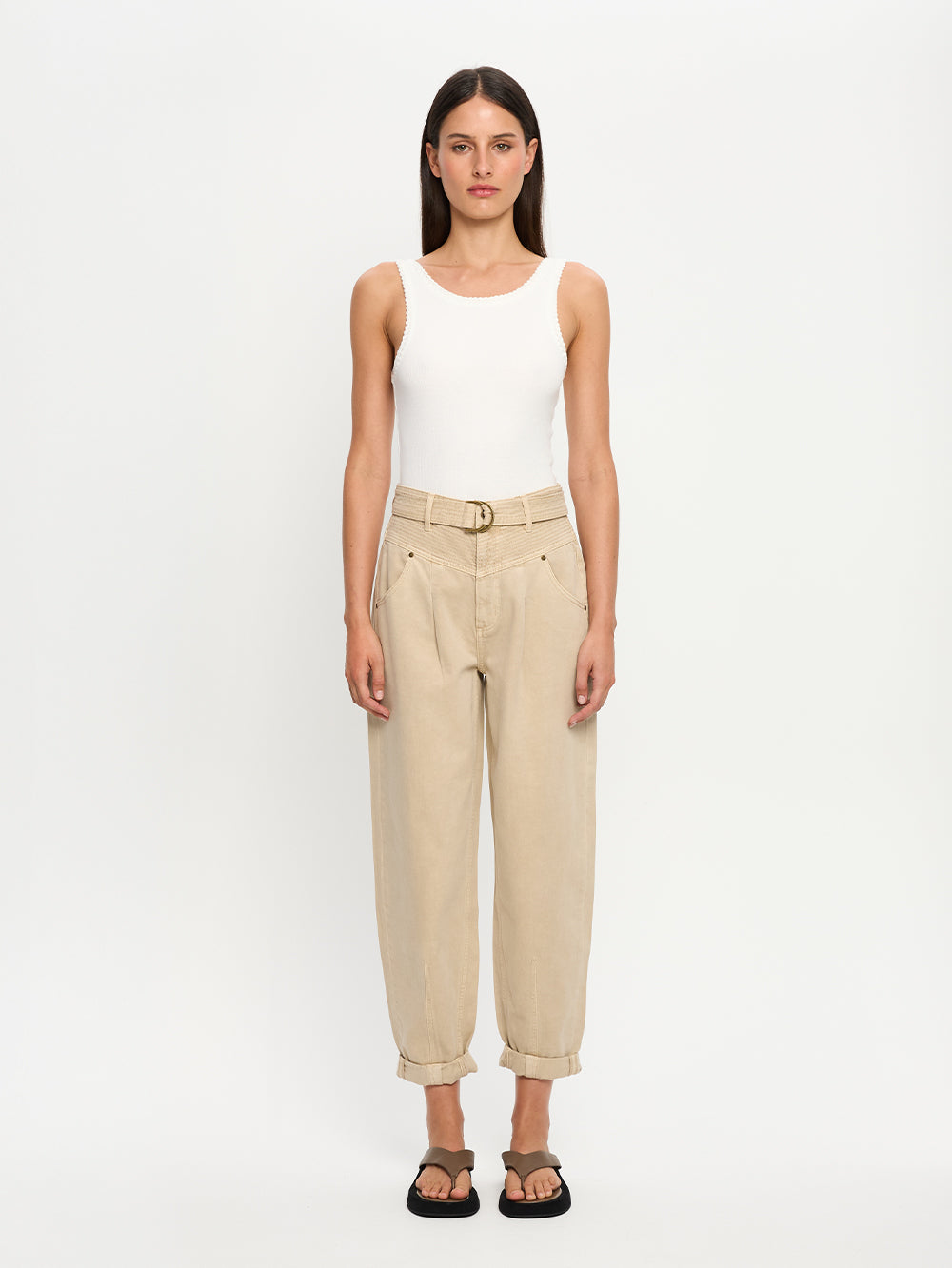 Adina Jean - Sand | Beige Denim Jean - KIVARI