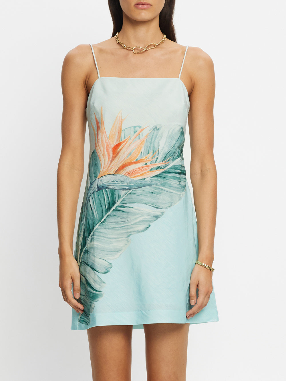 Cassia Mini Dress | Palm Printed Mini Dress - KIVARI