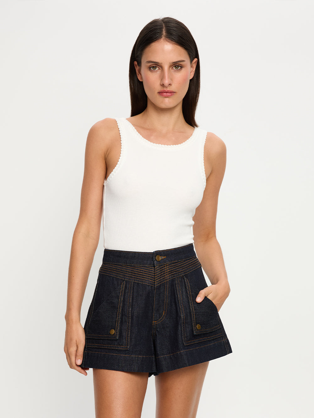 Celene Denim Short - Raw Indigo | Navy Denim Shorts - KIVARI