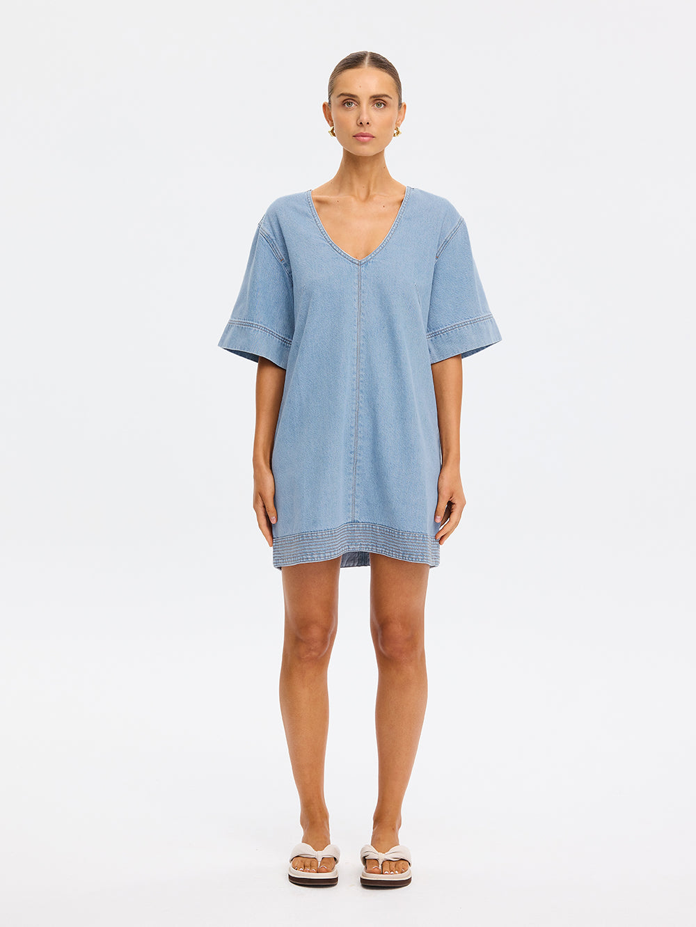 Emilie Denim Dress | Boxy Denim Dress | KIVARI