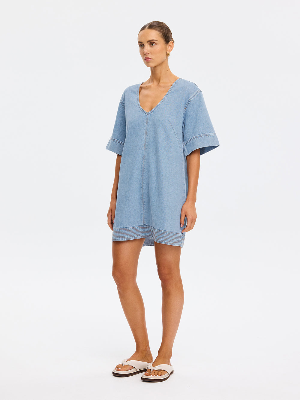 Emilie Denim Dress | Boxy Denim Dress | KIVARI