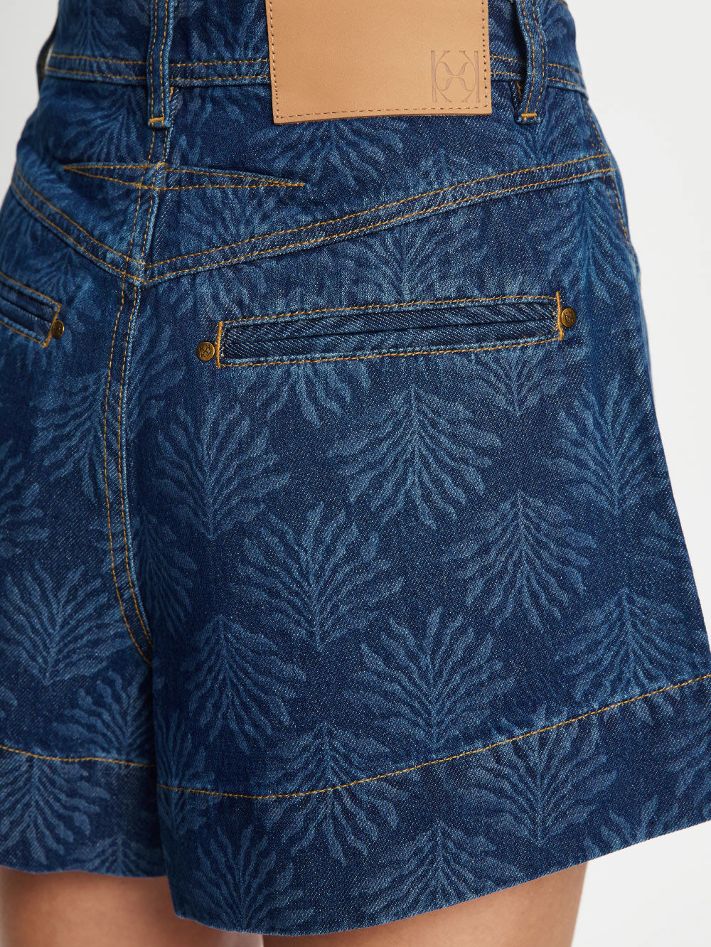 Evita Denim Short | Printed Denim Short - KIVARI