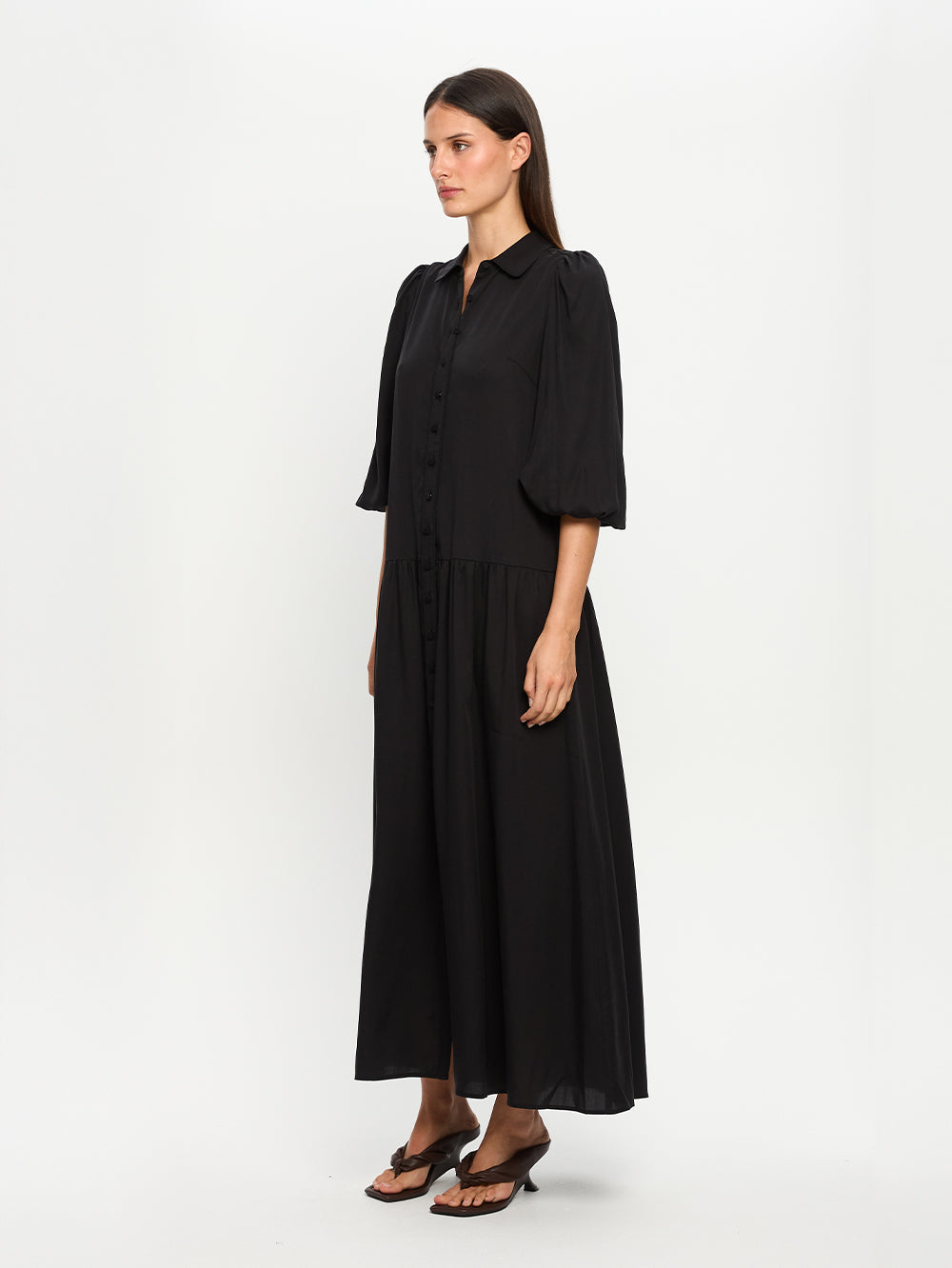 Justine Maxi Dress - Black | Black Shirt Maxi Dress – KIVARI