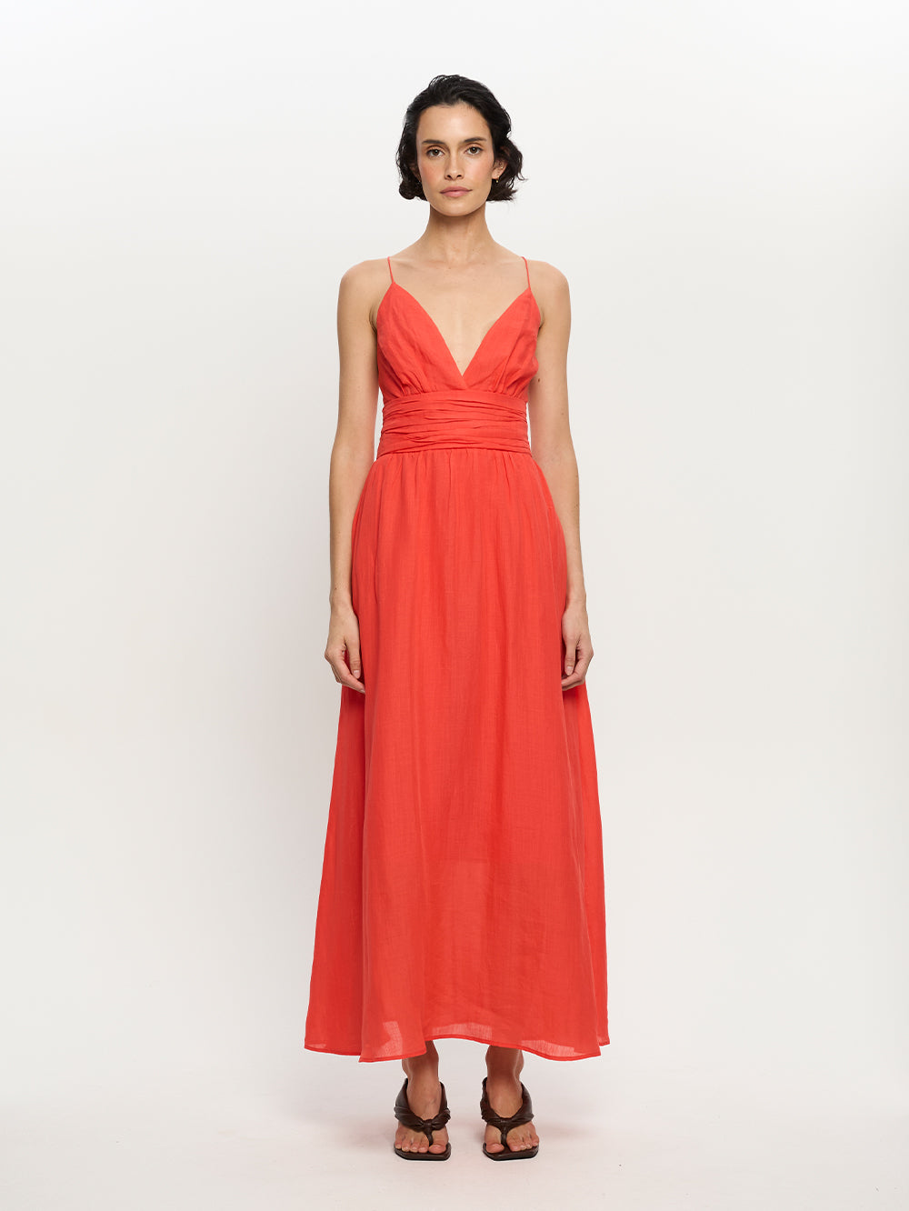Nala Strappy Maxi Dress | Flowy Red Dress | KIVARI