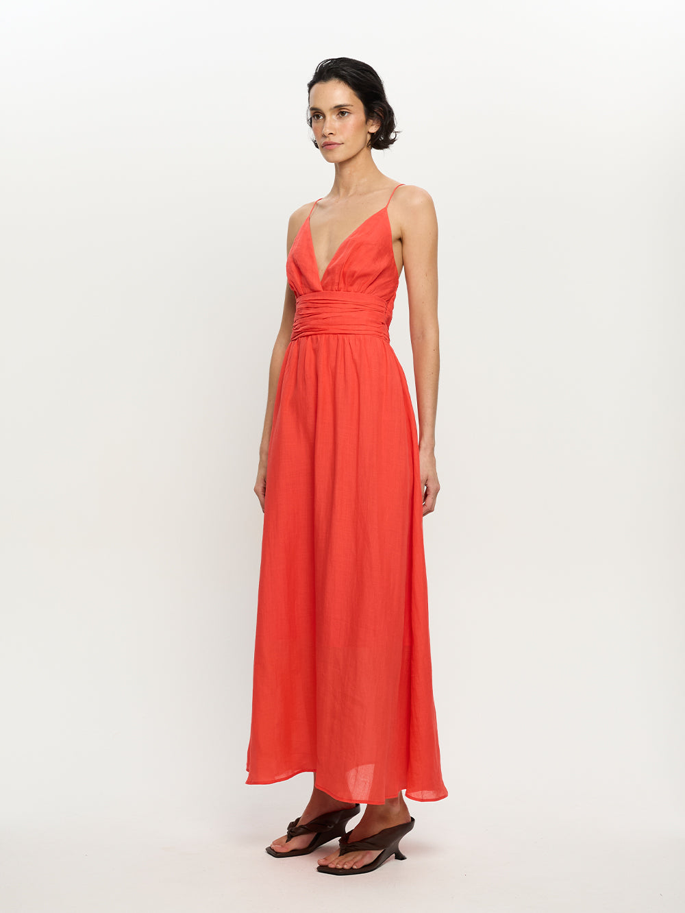 Nala Strappy Maxi Dress | Flowy Red Dress | KIVARI