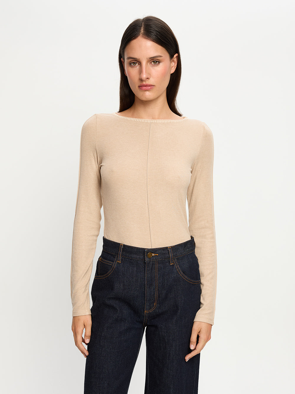 Quinn Knit Top - Taupe | Beige Knit Top - KIVARI