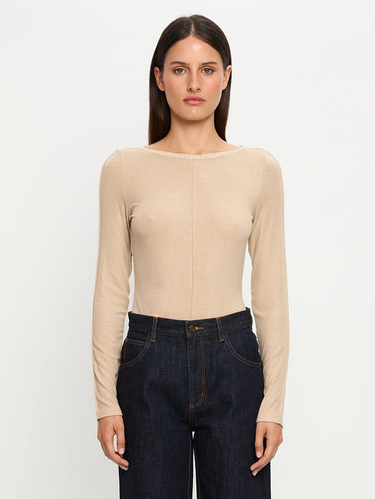 Quinn Knit Top - Taupe | Beige Knit Top - KIVARI