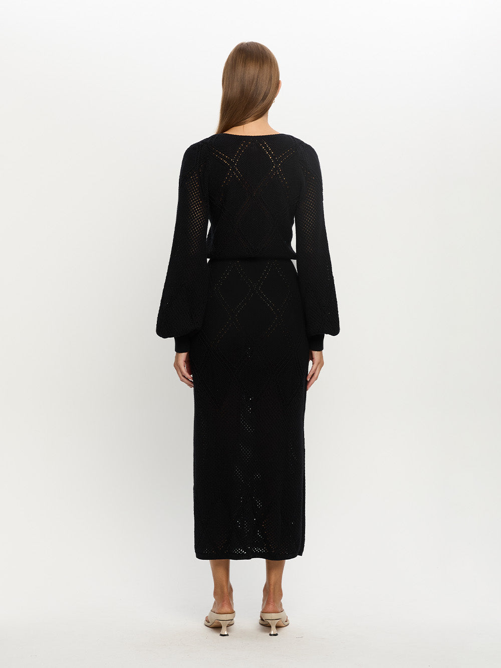 Samara Knit Dress - Black | Knitted Midi Dress | KIVARI