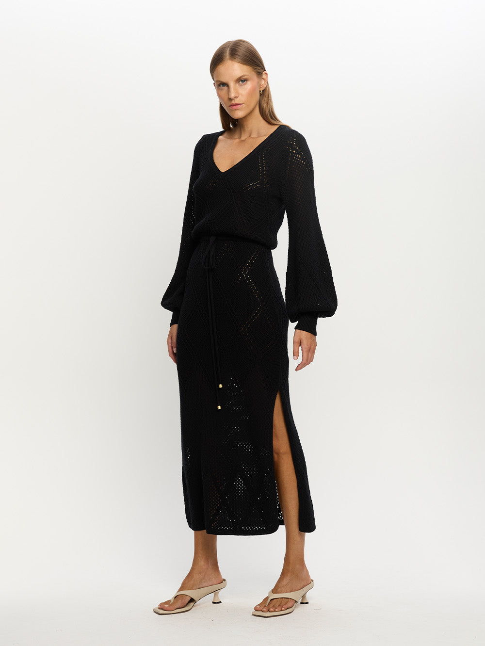 Samara Knit Dress - Black | Knitted Midi Dress | KIVARI