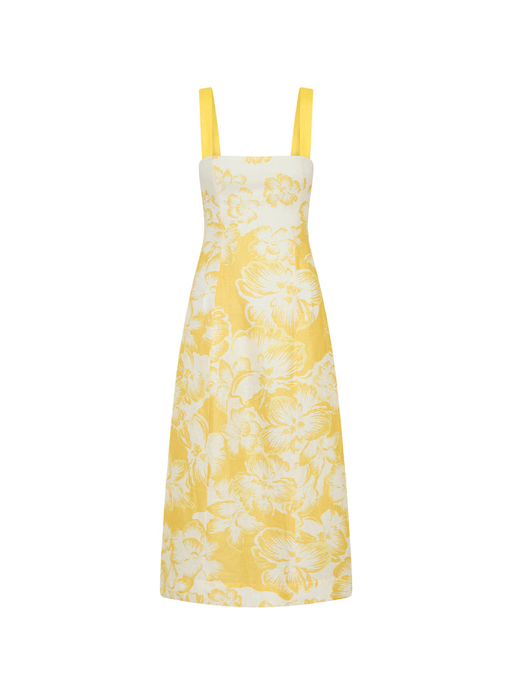 Soraya Tie Back Midi Dress | Floral Long Dress | KIVARI